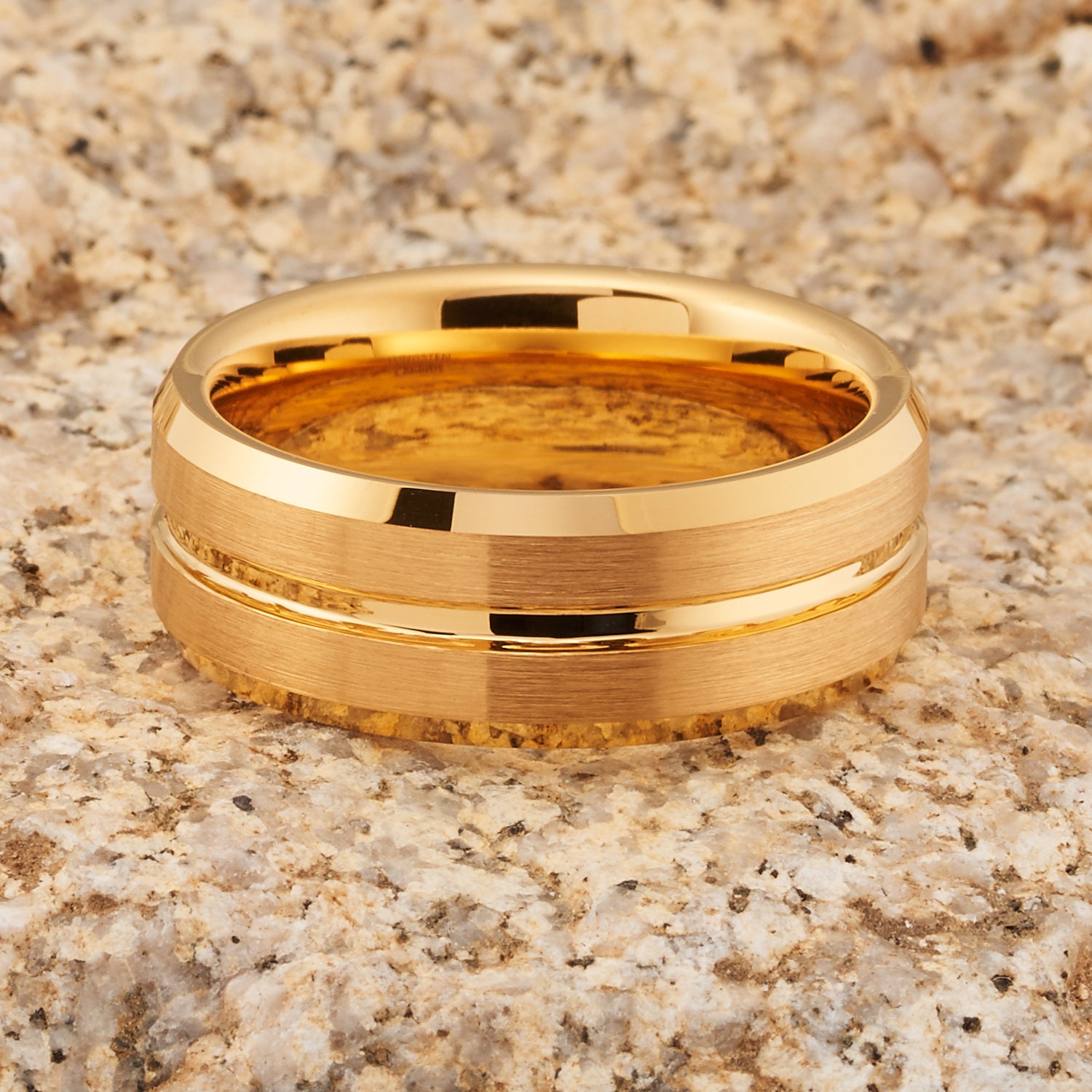 Yellow Gold Tungsten Wedding Band 8mm Yellow Gold Tungsten - Etsy