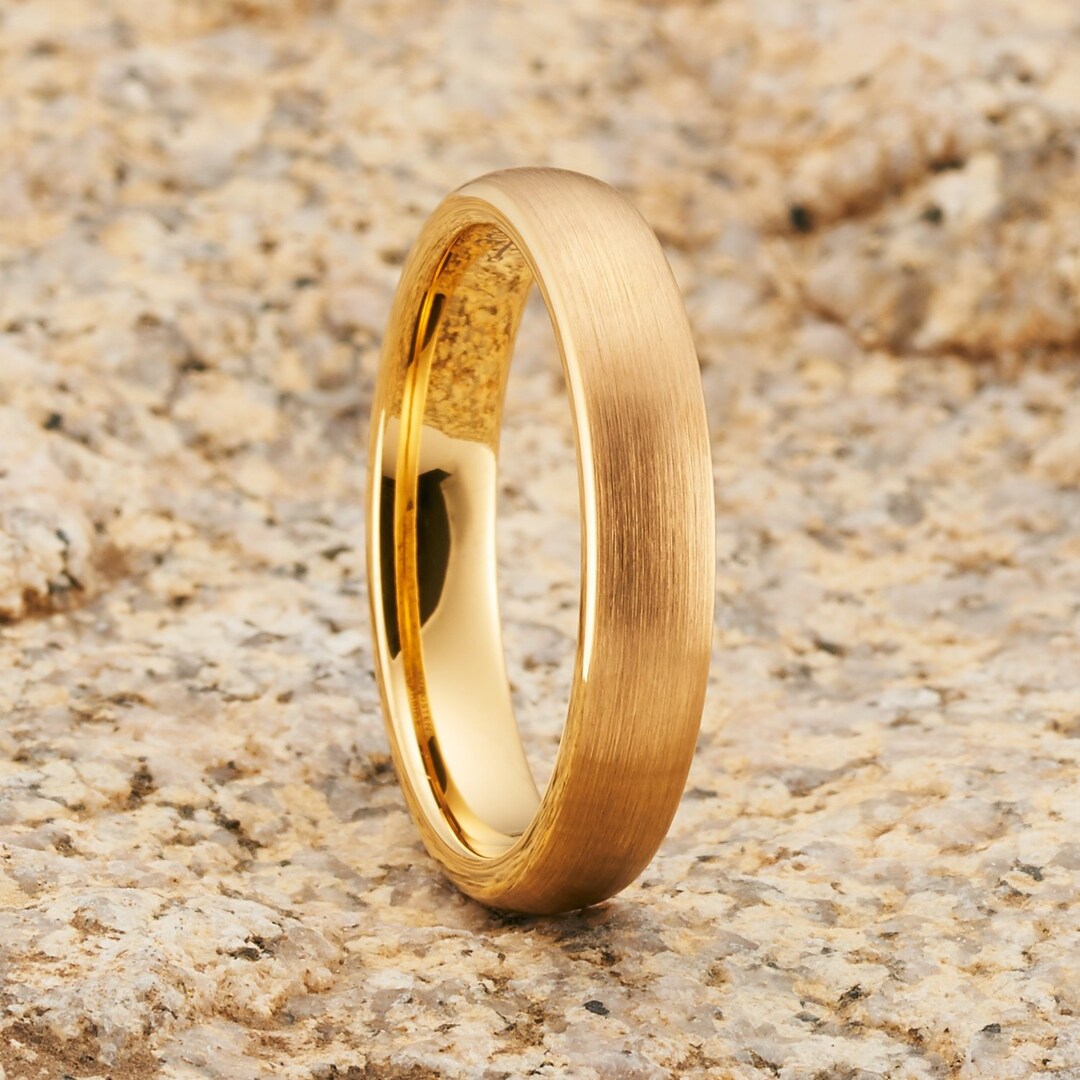 Yellow Gold Tungsten Ring | 4mm Yellow Gold | Tungsten Carbide Ring ...