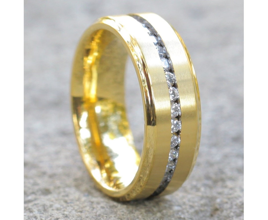 Yellow Gold Titanium Ring | Titanium Wedding Band | Black Titanium ...