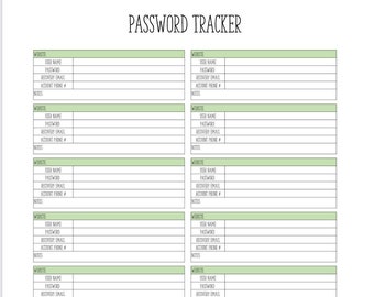 Cute Password Tracker Printable - Etsy