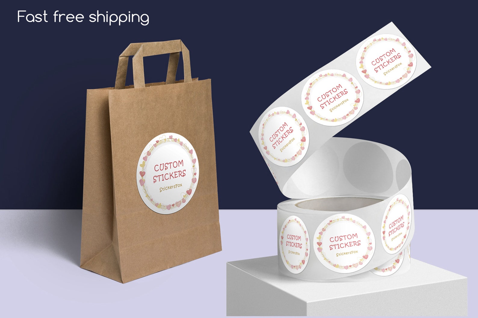 100 X Custom Roll Circle Labels. Your Own Design is Printed 100 Bulk ...