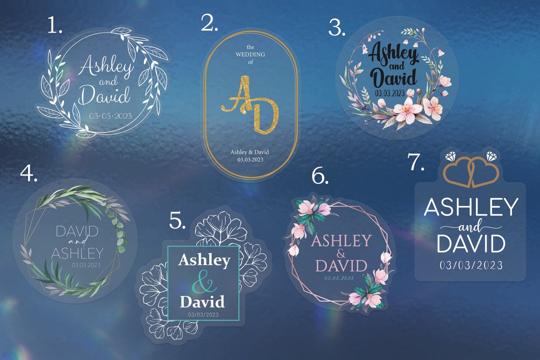 Wedding Stickers, Custom Wedding Transparent Vinyl Stickers ...