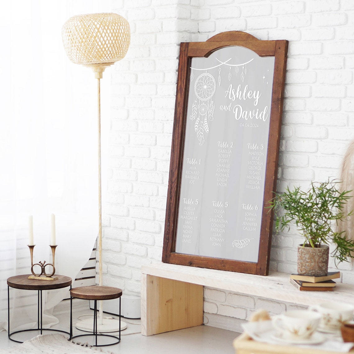 Wedding Mirror Seating Chart Static Cling Decal - Etsy