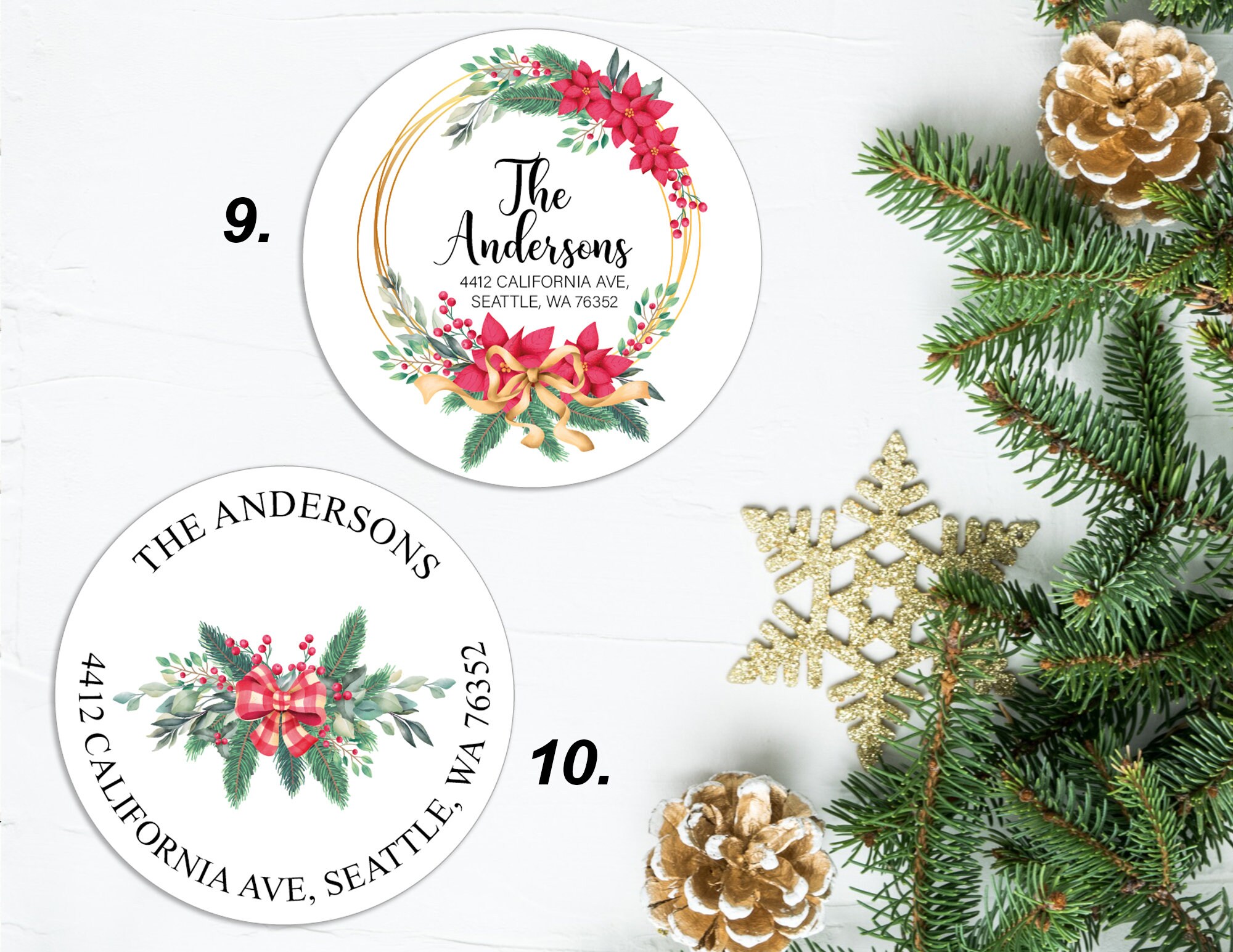Christmas Address Labels: Wreath Holiday Stickers - 2" - Etsy