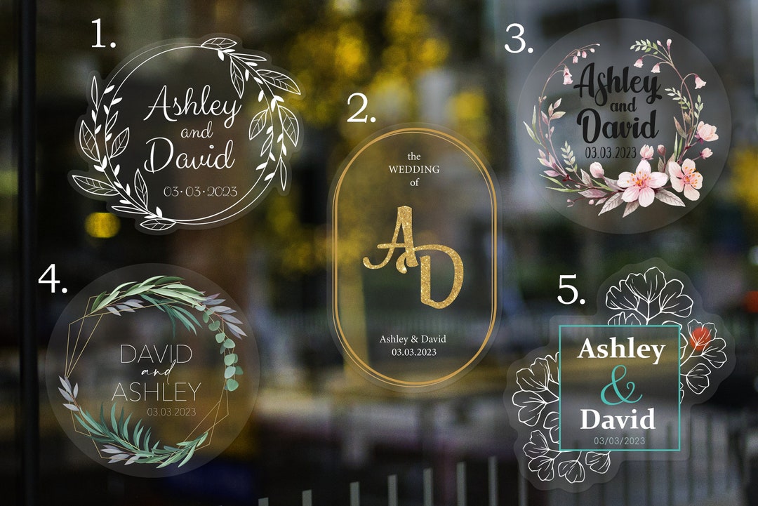 Custom Wedding Stickers, Transparent Vinyl Decals, Personalized - Etsy