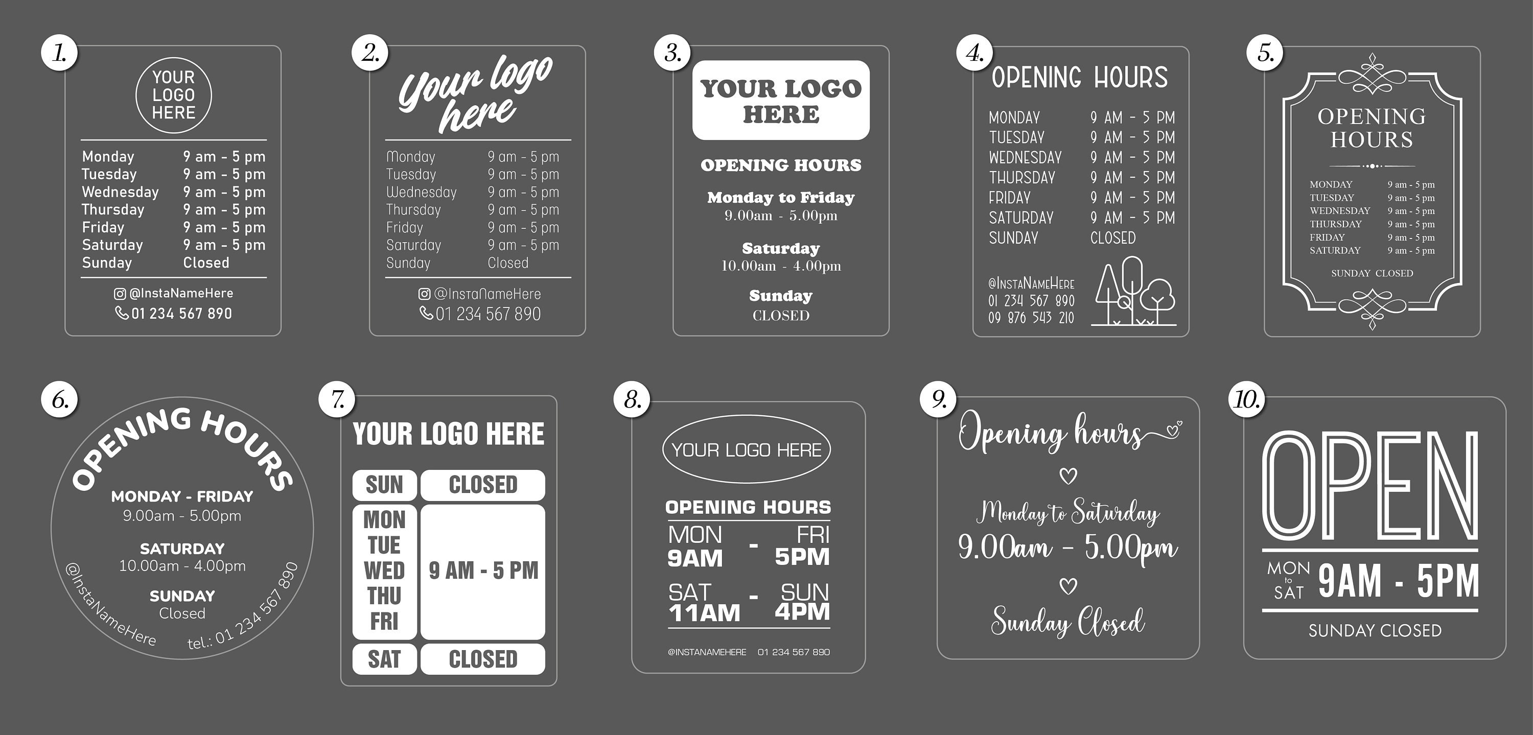 Store Hours Static, Store Hours Sign, Store Hours Sticker, Hours of ...