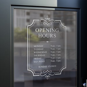 Store Hours Static, Store Hours Sign, Store Hours Sticker, Hours of ...