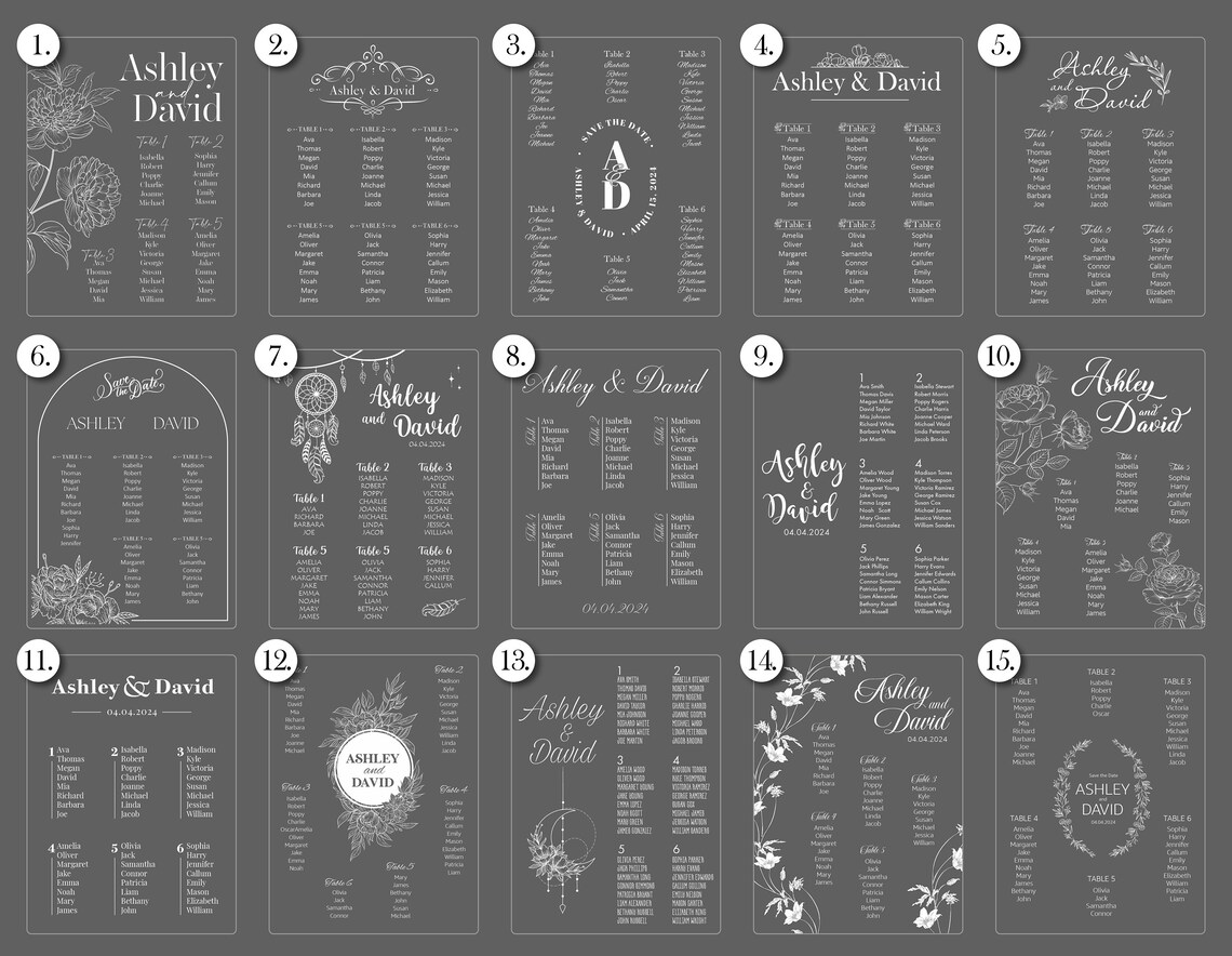 Wedding Mirror Seating Chart Static Cling Decal - Etsy