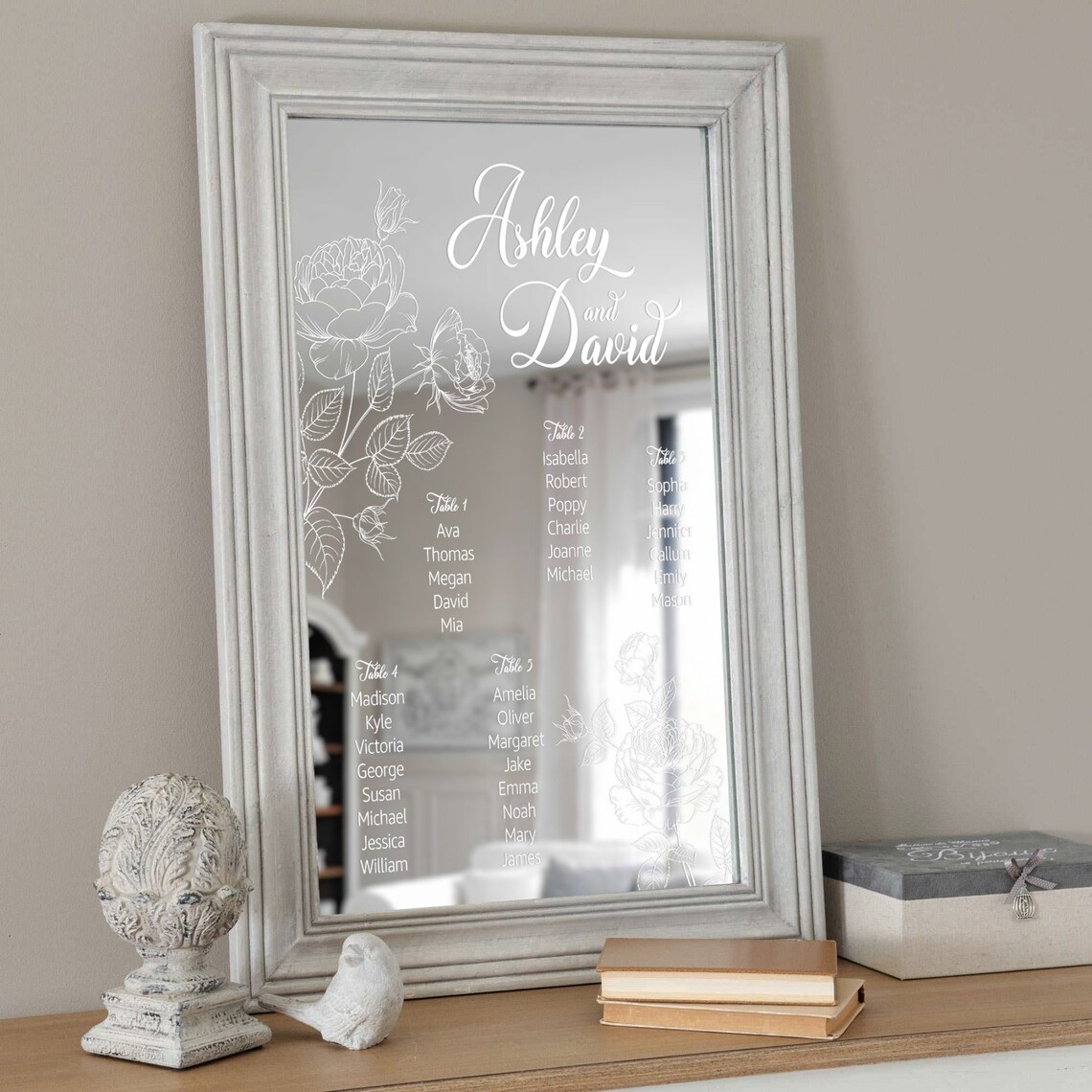 Wedding Mirror Seating Chart Static Cling Decal - Etsy