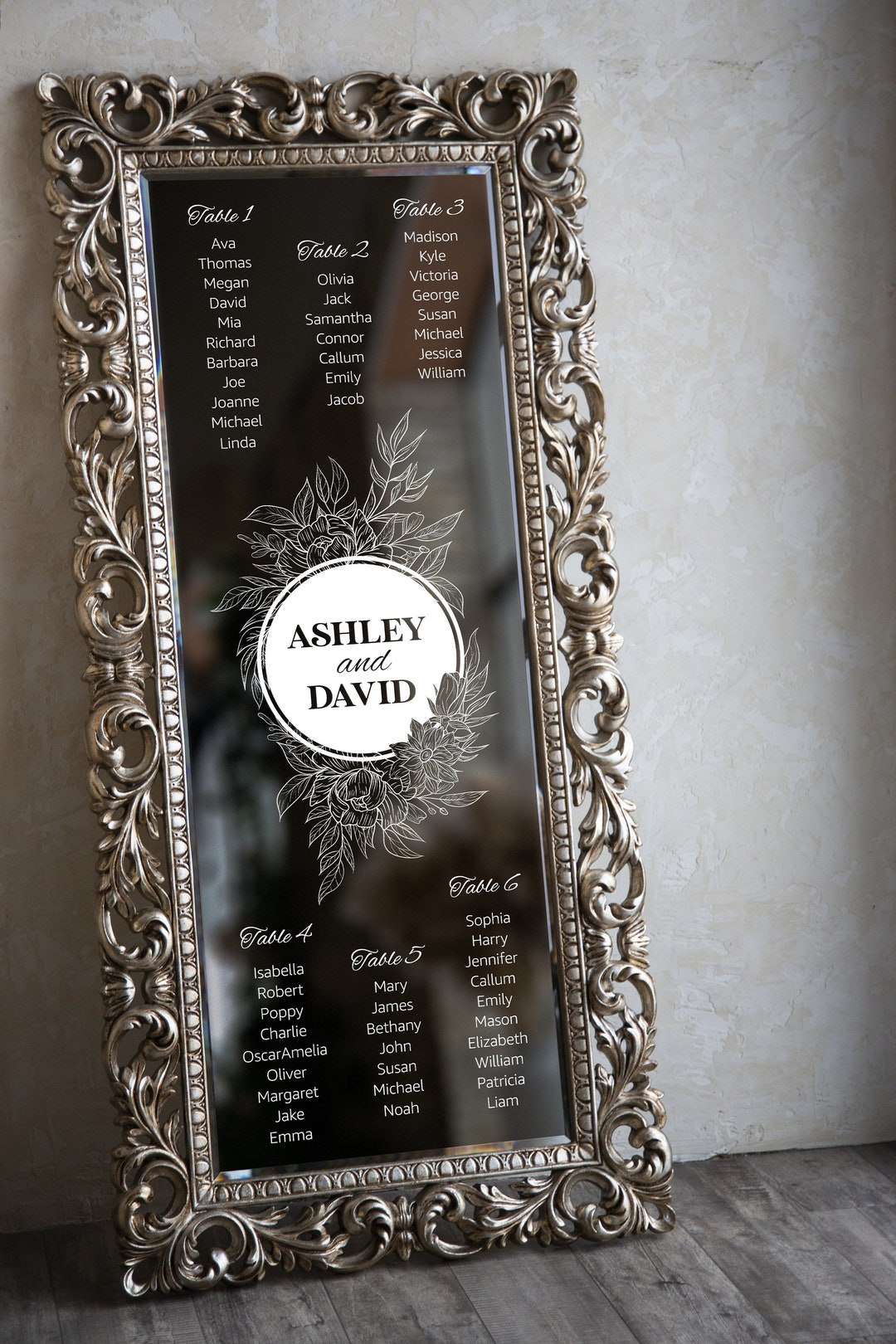 Wedding Seating Chart Mirror Static Cling Decal - Etsy