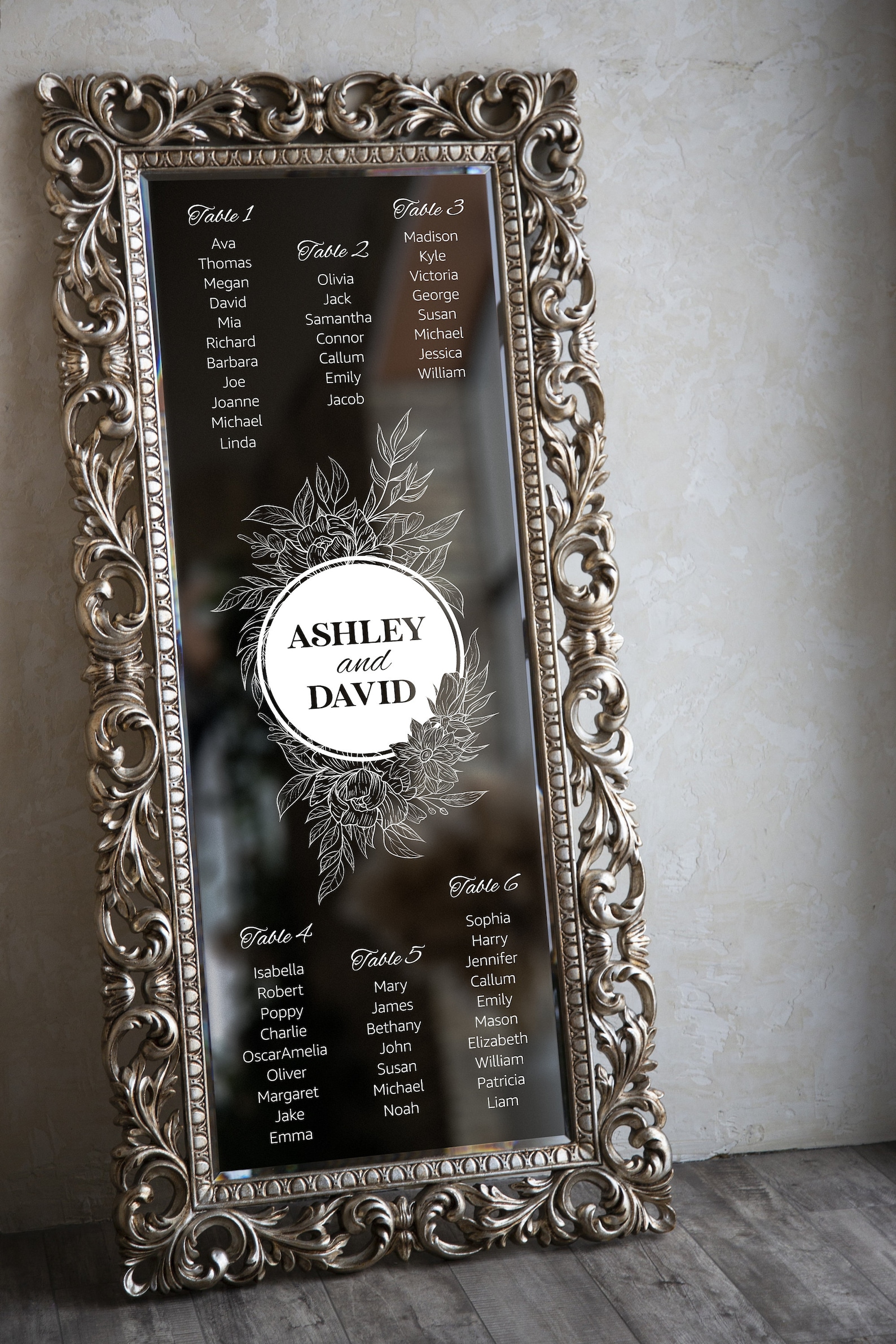 Wedding Seating Chart Mirror Static Cling Decal - Etsy