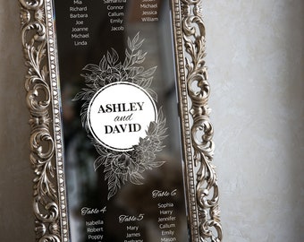 Wedding Mirror Seating Chart Static Cling Decal - Etsy