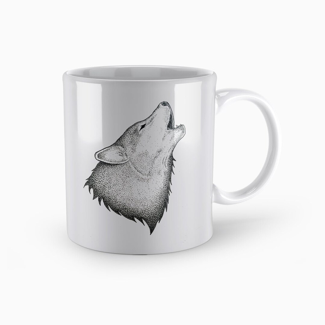 Wolf Howling Howl Wolf Dog Arctic Winter Snow Stipple Art Cute ...