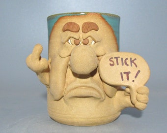 Handmade Ceramic Face Mug Espresso/macchiato Size Mint Blue - Etsy