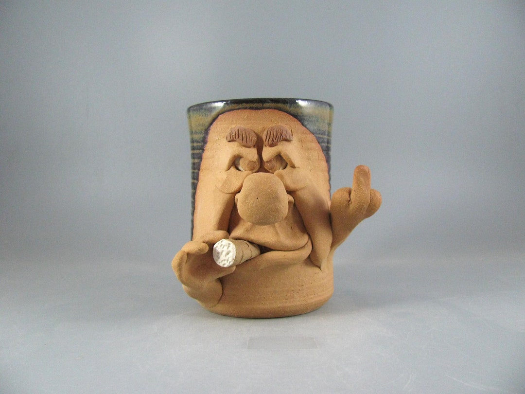 Funny Face Mug: Handmade Stoneware Coffee Mug - Etsy