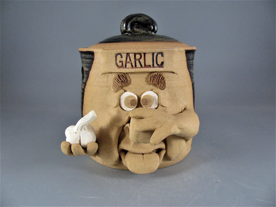 Handmade Stoneware Garlic Keeper: Humorous Face Design - Etsy