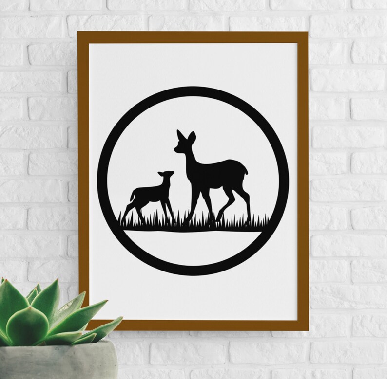 Deer Svg Files Country Svg Silhouette Baby Deer Mom and | Etsy