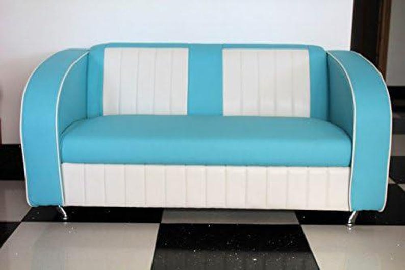 American Diner Furniture 50s Style Retro Blue/white Sofa - Etsy