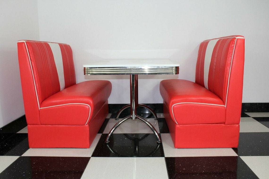 American Diner Furniture 50s Style Retro Booth Table & Red Nashville ...