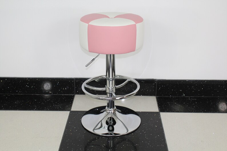 American Diner Furniture 50s Retro Pink Round Stool - Etsy UK