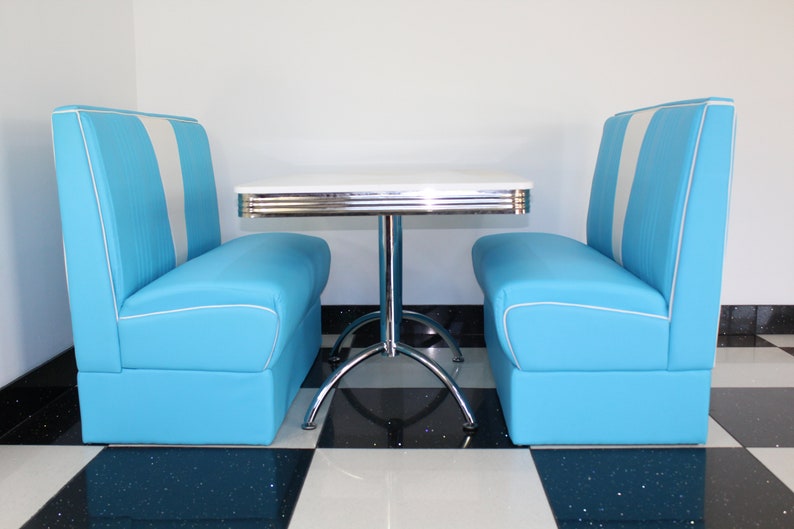 American Diner Furniture 50s Style Retro Booth Table & Blue Nashville ...
