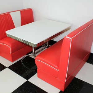 American Diner Furniture 50s Style Retro Booth Table & Red Nashville ...