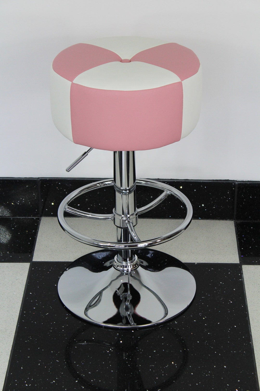 American Diner Furniture 50s Retro Pink Round Stool - Etsy