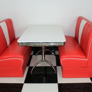 American Diner Furniture 50s Style Retro Booth Table & Red Nashville ...
