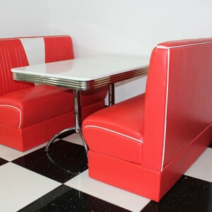American Diner Furniture 50s Style Retro Booth Table & Red Nashville ...