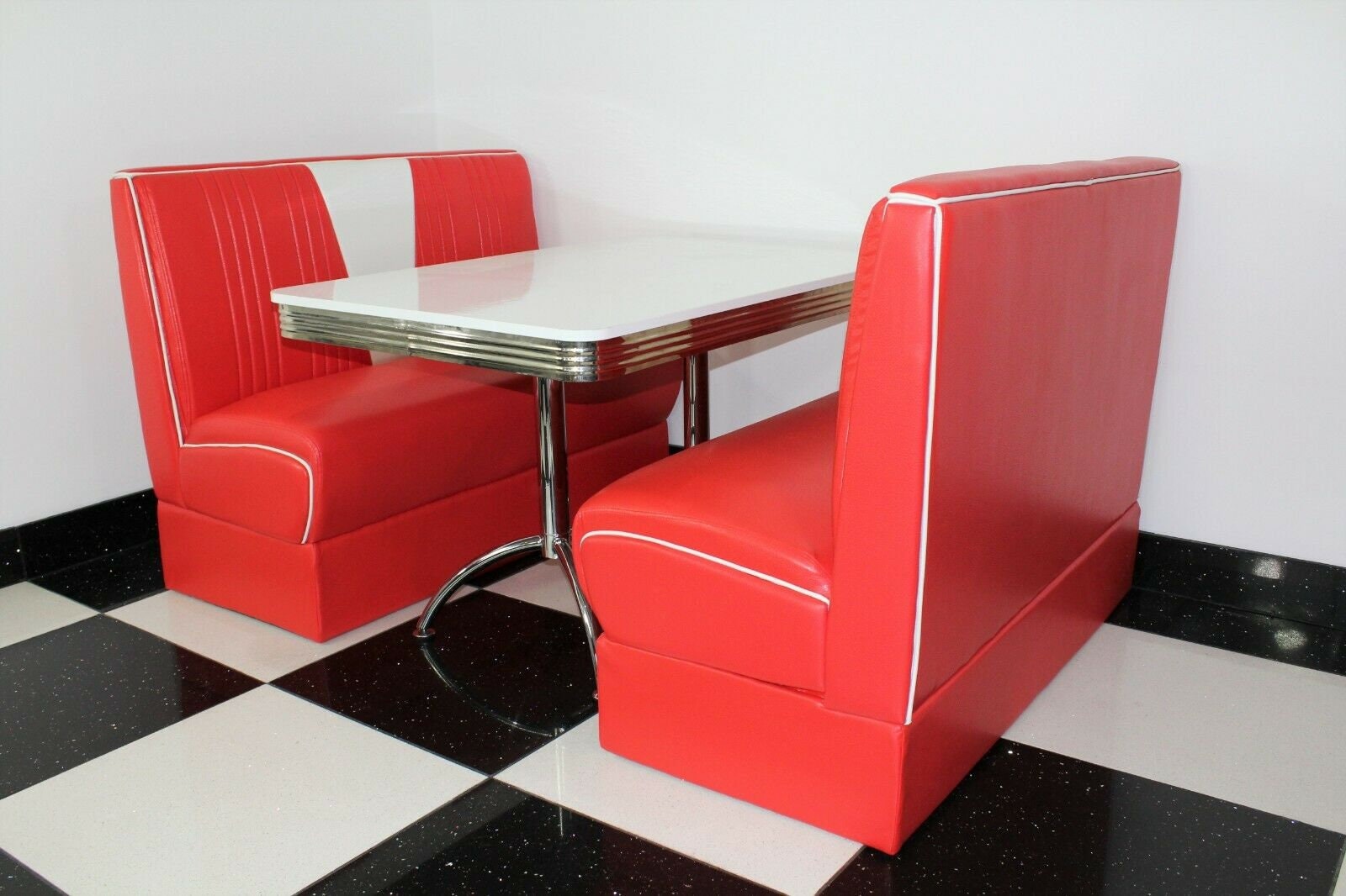 American Diner Furniture 50s Style Retro Booth Table & Red Nashville ...