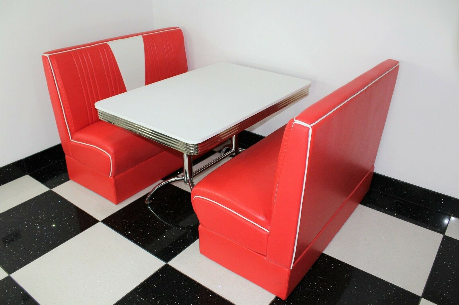American Diner Furniture 50s Style Retro Booth Table & Red Nashville ...