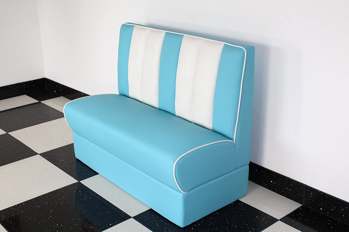 American Diner Furniture 50s Style Retro White Table, 1 Booth and 2 ...