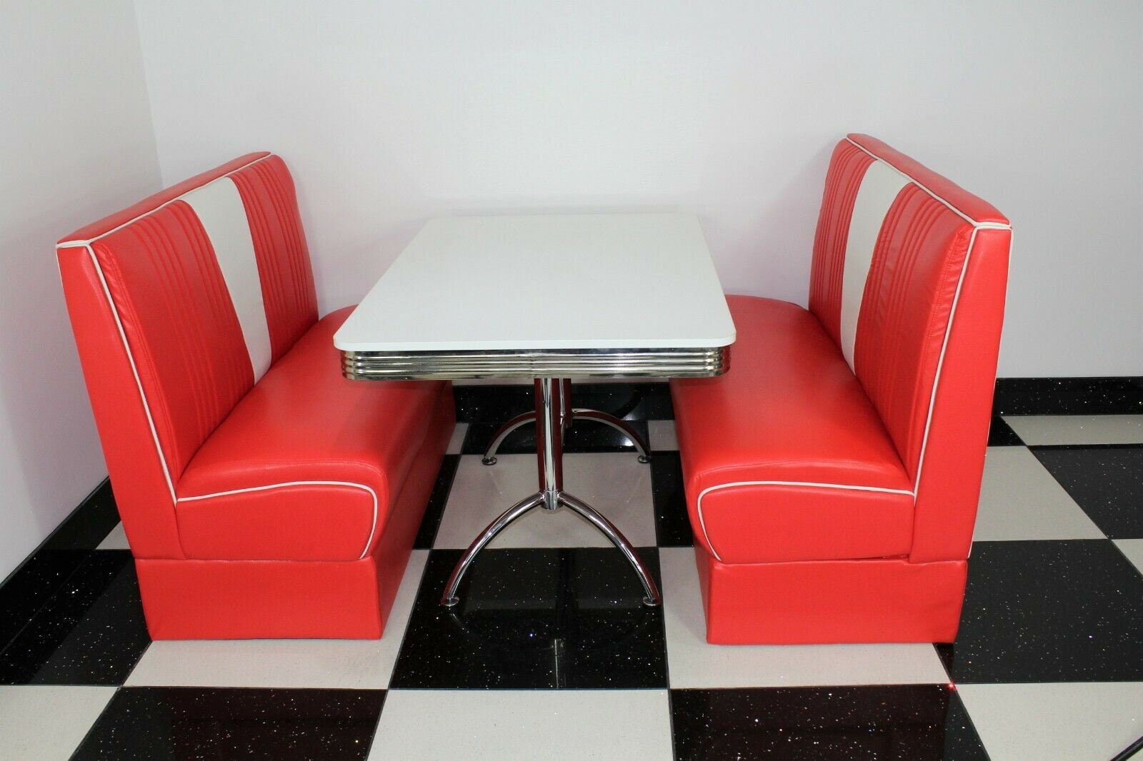 American Diner Furniture 50s Style Retro Booth Table & Red Nashville ...