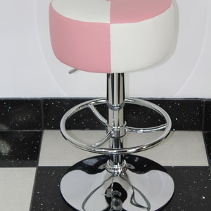 American Diner Furniture 50s Retro Pink Round Stool - Etsy UK
