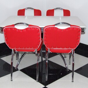 American Diner Furniture 50s Style Retro White Booth Table and 4 Red ...