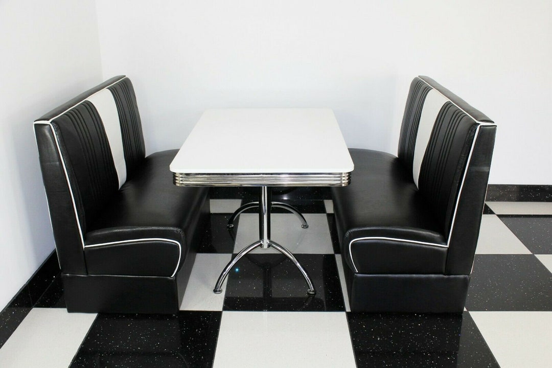 American Diner Furniture 50s Style Retro Booth Table & Black Nashville ...