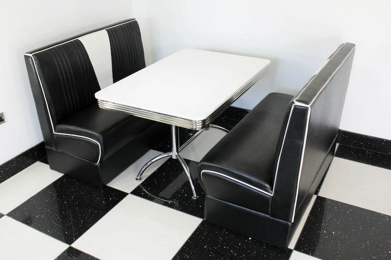 American Diner Furniture 50s Style Retro Booth Table & Black Nashville ...