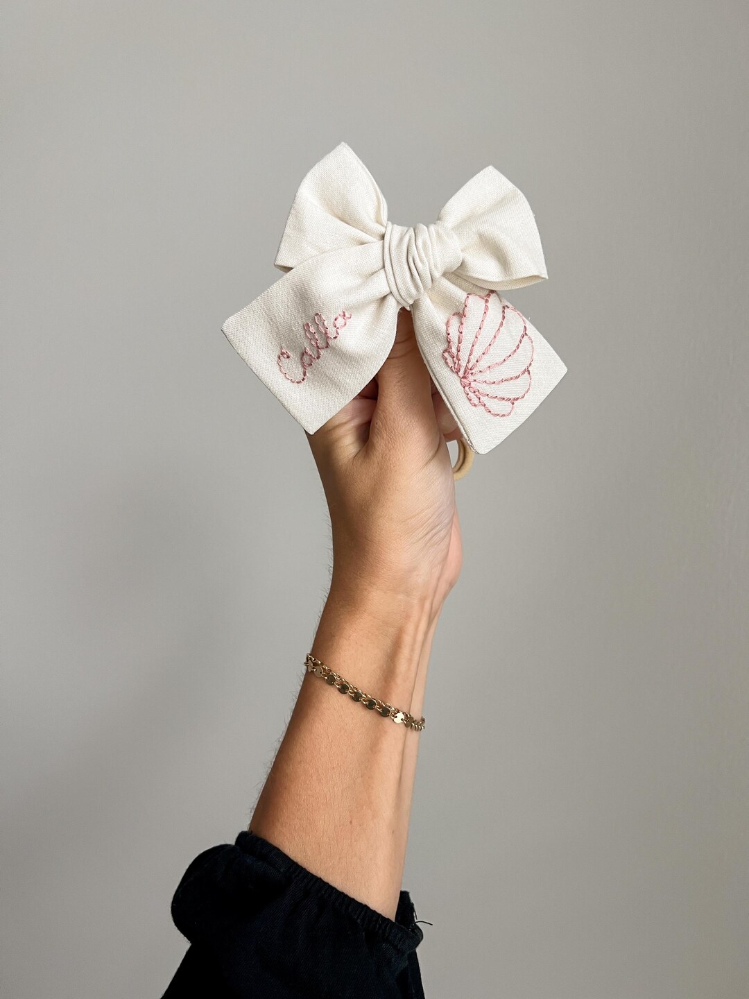 Seashell Bow - Mermaid Birthday - Beach Bow - Hand Embroidered Beach ...