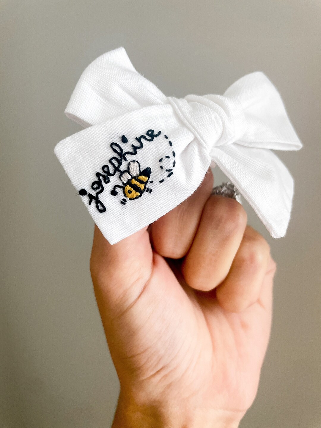 Bumblebee Bow Bee Bow First Bee Day Hand Embroidered Bow - Etsy