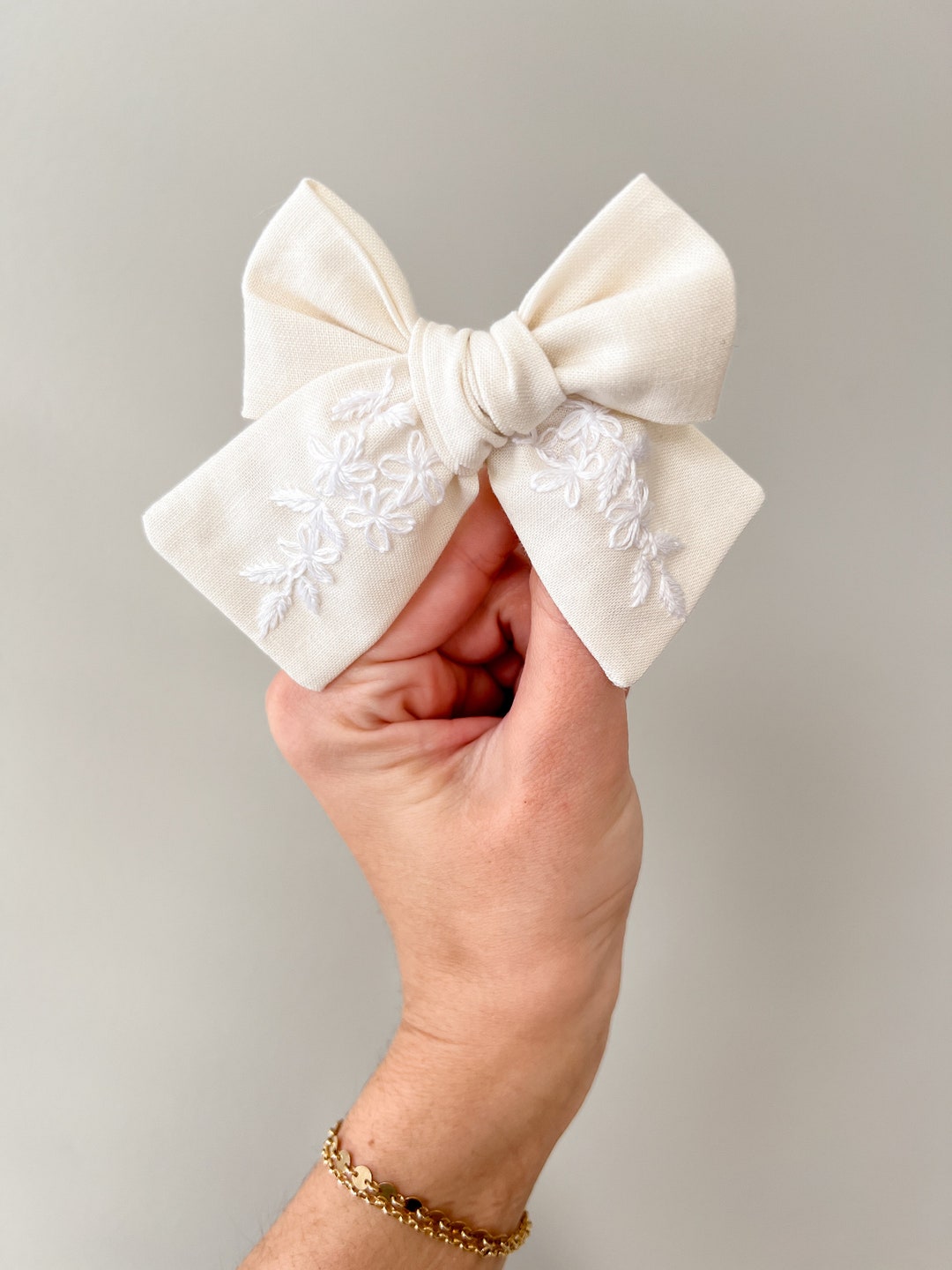 Monochromatic Bow Flower Girl Bow Custom Bow Hand Embroidered Bow ...