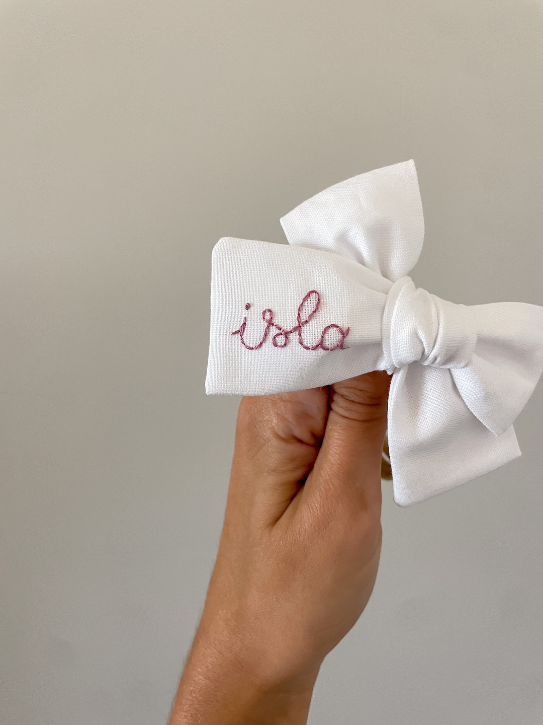Simple Name Bow - Custom Name Bow - Custom Bow - Hand Embroidered Bow ...