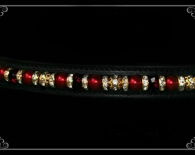 Red & Gold Beaded Horse Bling Browband ..dressage Equine - Etsy