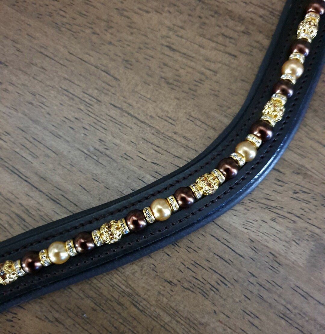 Chocolate & Latte Beaded Horse Bling Browband ..dressage, Equine ...