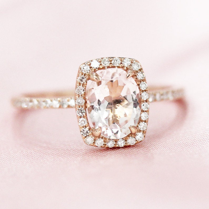 6*8mm Natural Peach Pink VS Morganite Engagement Ring Oval Cut Ring ...