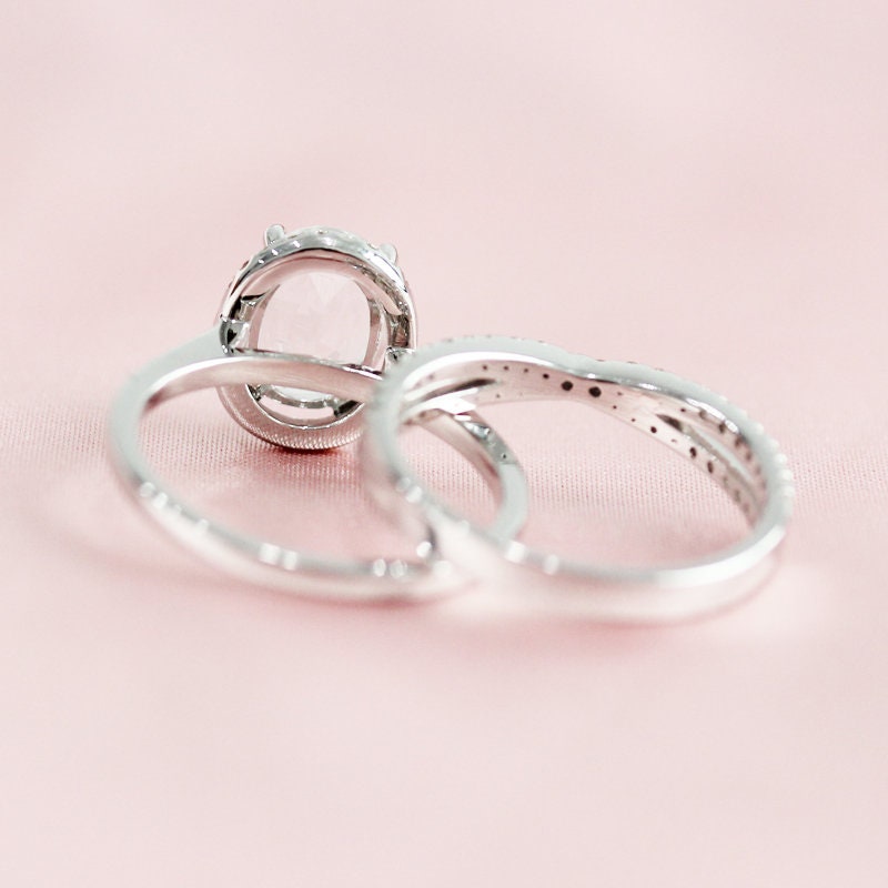 November Birthstone Ring Set 7x9mm Oval Cut Natural White | Etsy