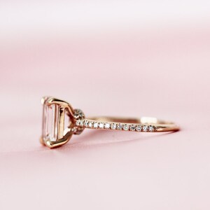 6*8mm Natural Light Pink VS Morganite Engagement Ring Emerald Cut Ring ...