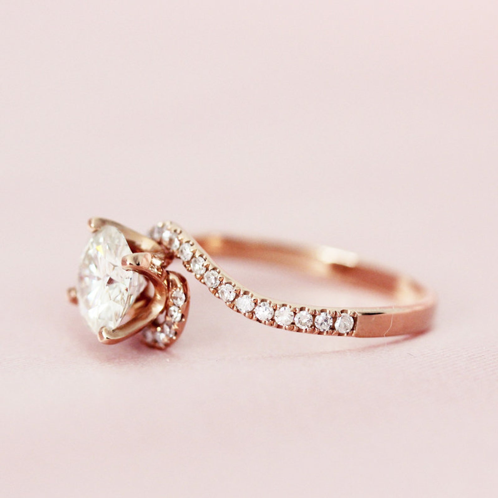 Anillo de boda de oro rosa 14K 6.5mm C&c para siempre clásico | Etsy