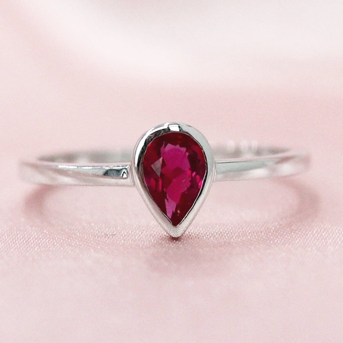 Special Ruby Ring 4x6mm Pear Shaped Red Ruby Ring Solid 14K | Etsy