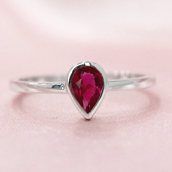 Special Ruby Ring 4x6mm Pear Shaped Red Ruby Ring Solid 14K | Etsy