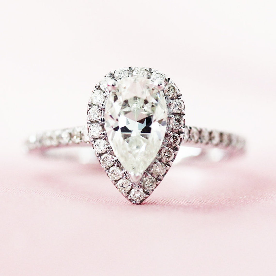 Charles & Colvard Forever One Moissanite Ring 58mm Pear Cut - Etsy